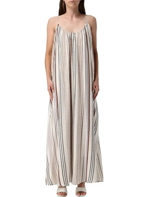 ELEH U-neck Long Tunic In Viscose Blend With Off-the-shoulder Design - Ecru