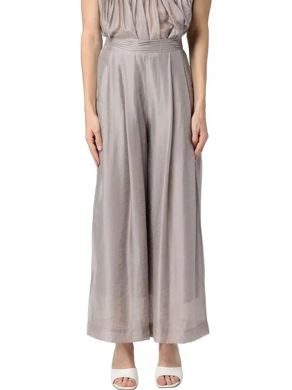 ELEH High-waisted Silk-blend Palazzo Pants With Side Zip Closure - Grey