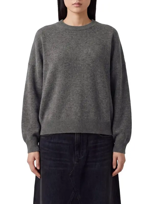 LISA YANG Pure Cashmere Relaxed Fit Crewneck Sweater - Grey