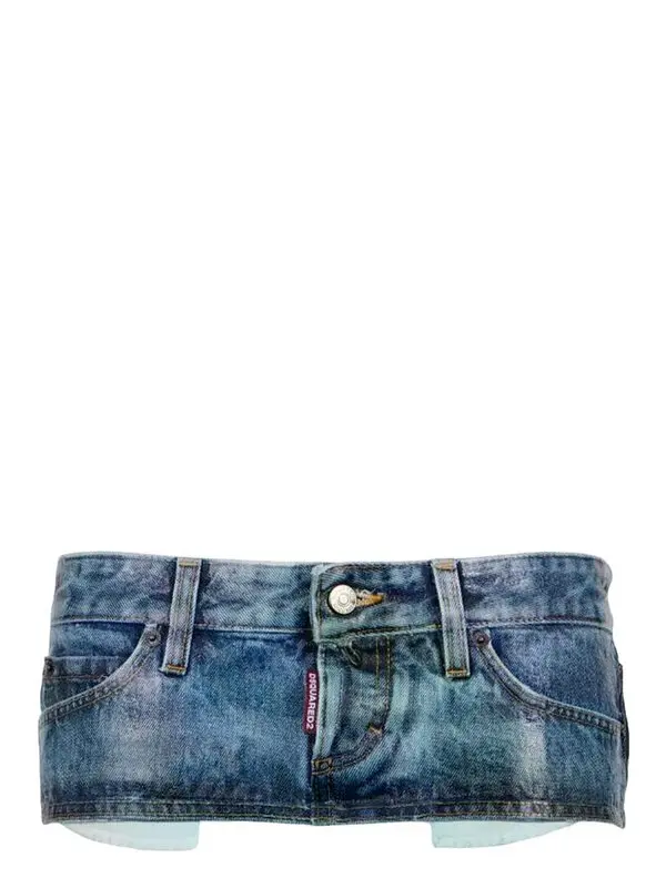 Dsquared2 Iced Wash Denim Mini Skirt - Blue