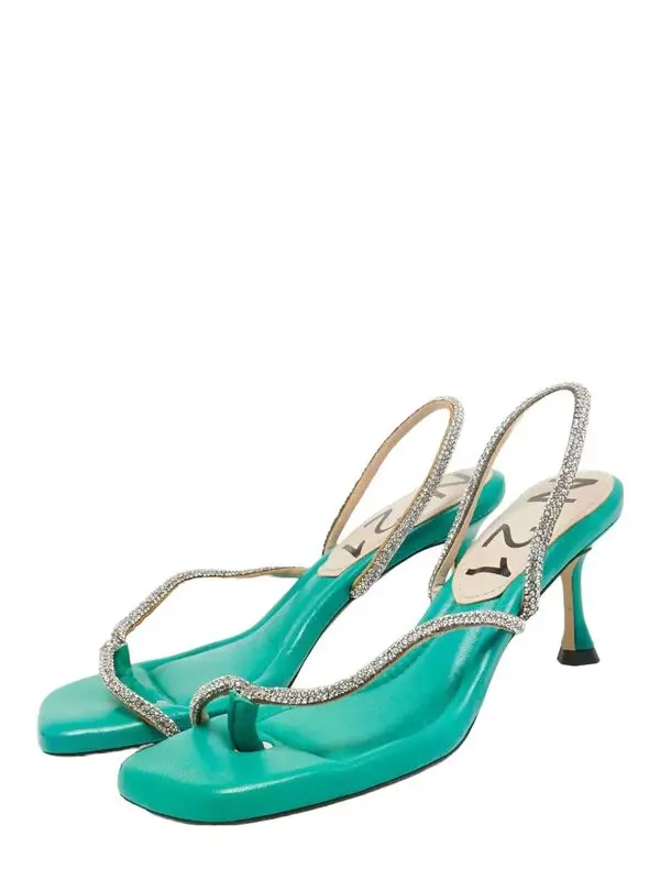 N°21 Rhinestone Embellished Slingback Sandals - Green