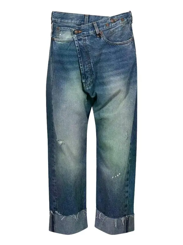 R13 Crossover Frayed Jeans - Blue