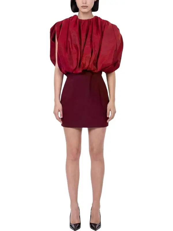 Magda Butrym Mini Balloon-sleeve Gathered Dress - Red