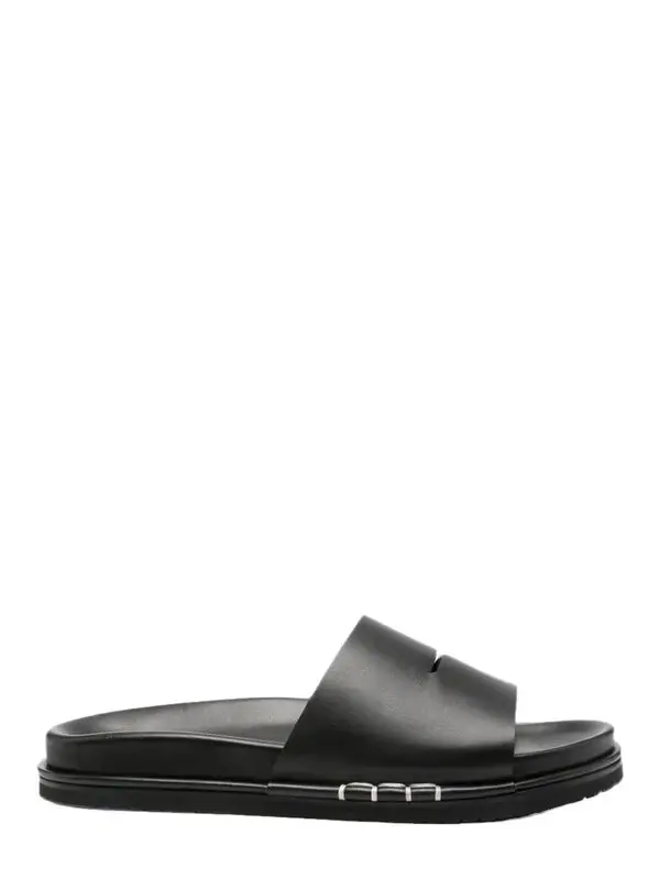 JW Anderson Leather Slip-on Slides With Open Toe - Black