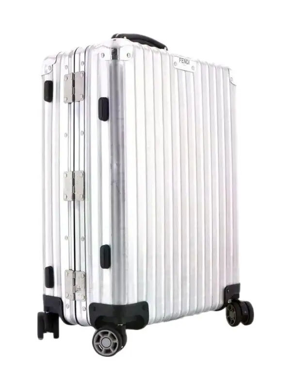 Fendi X Rimowa Cabin Trolley Zucca Aluminum Travel Bag - Silver