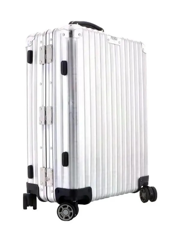 Fendi X Rimowa Cabin Trolley Zucca Aluminum Travel Bag - Silver
