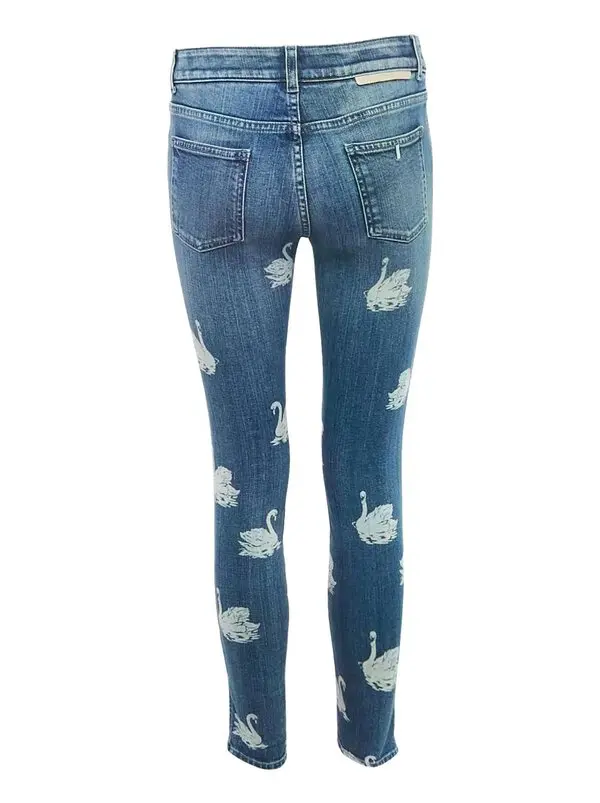Stella McCartney Embroidered Swan Print Skinny Jeans - Blue