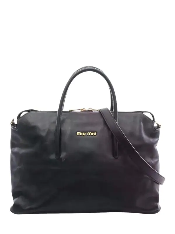 Miu Miu 2010s Leather Tote Bag - Black