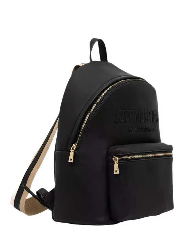 Moschino Logo-embossed Front-zip Backpack - Black