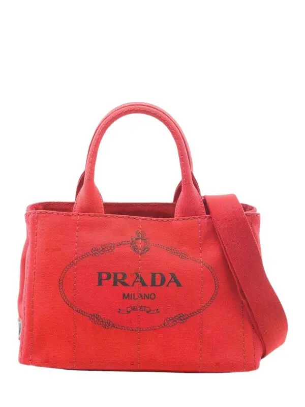 Prada 2010s Canapa Two-way Handbag - Red
