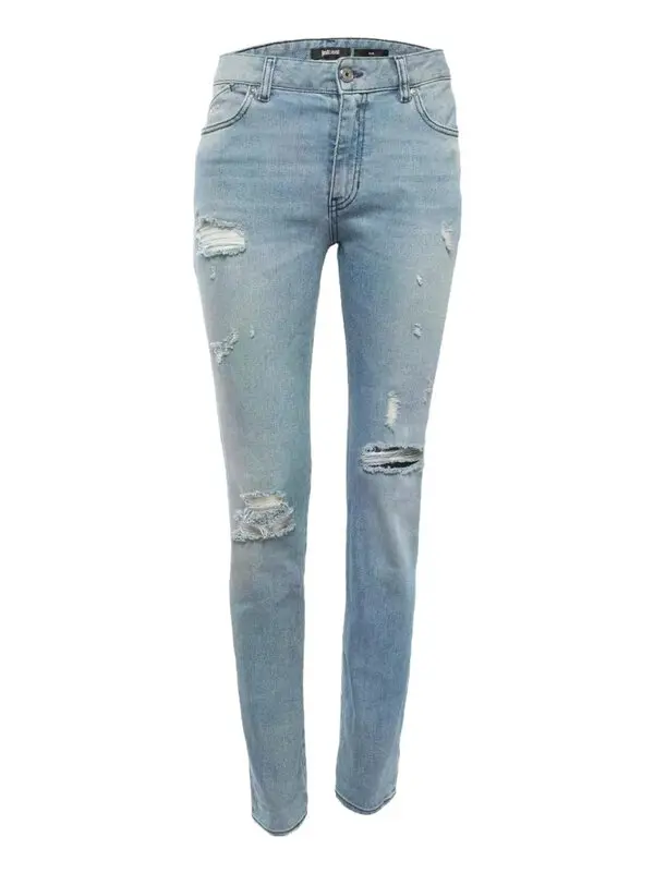Just Cavalli Distressed Five-pocket Jeans - Blue