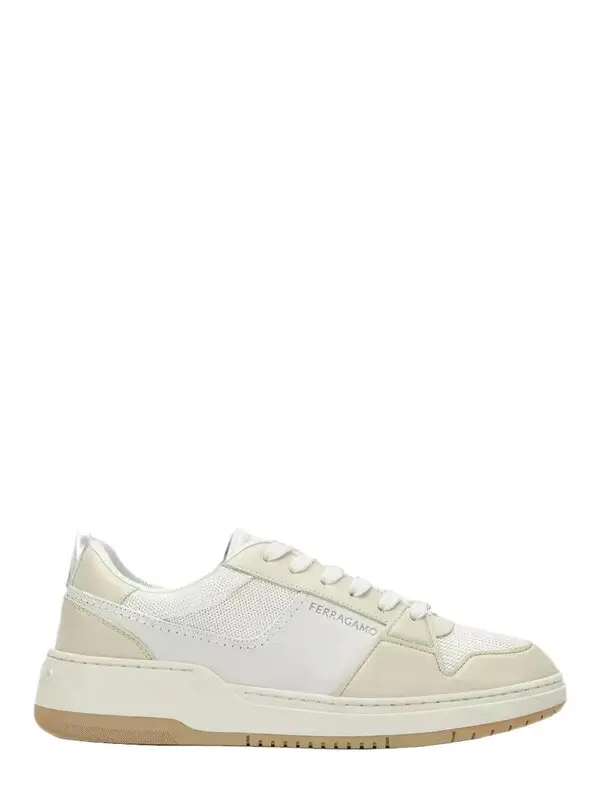 FERRAGAMO Low-top Sneakers With Embossed Heel Tab - White