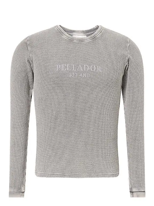 PELLADOR Waffle Crew Neck Knitted Jumper - Grey