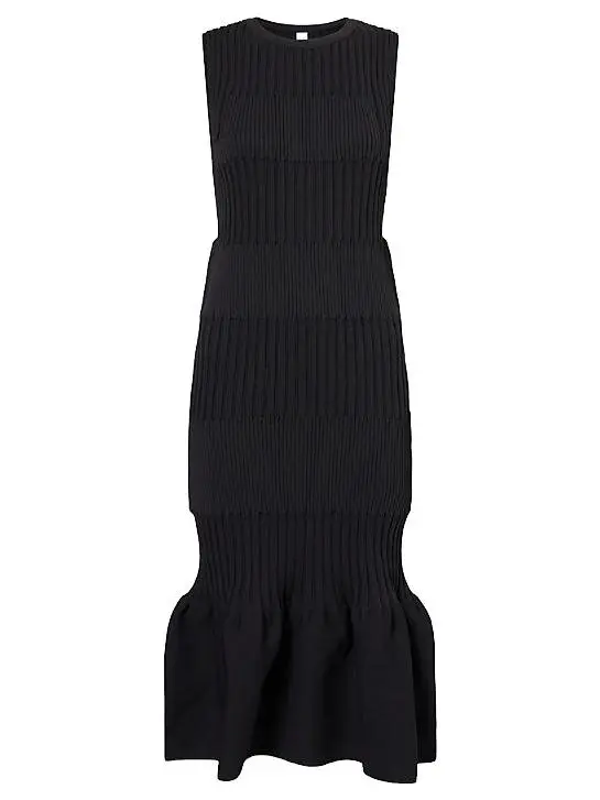 CFCL Fluted Mermaid Knitted Midi Dress - Navy