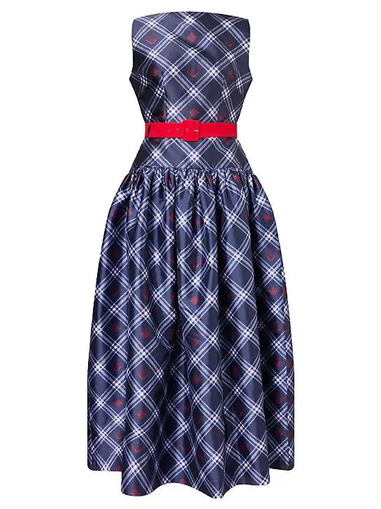 ARAM Fit-and-flare Brand-print Satin Maxi Dress - Blue