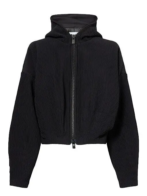 CFCL Padded Hypha Cropped Hooded Knitted Bomber Jacket - Black