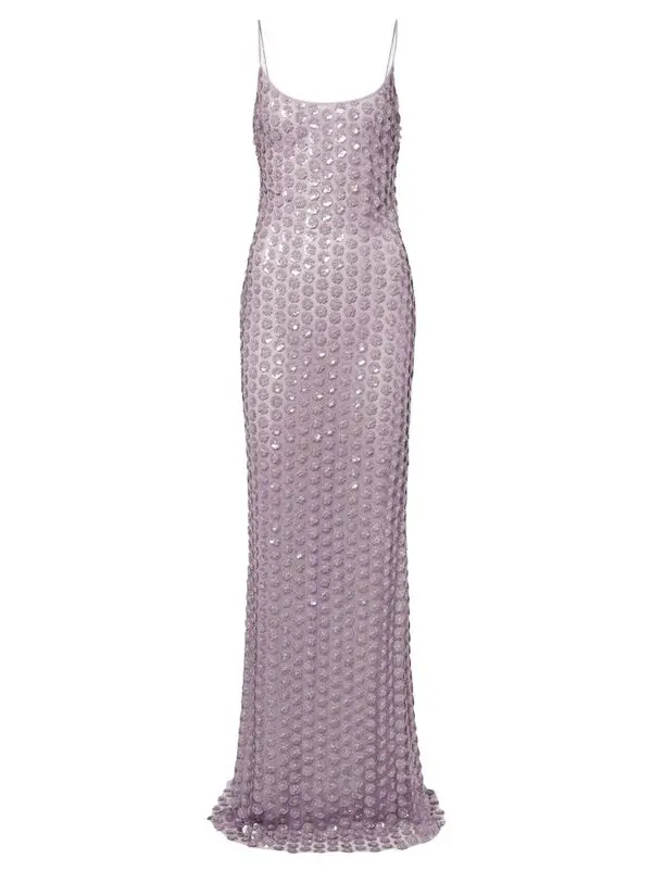 THE NEW ARRIVALS ILKYAZ OZEL Sequined Tulle Gown - Purple
