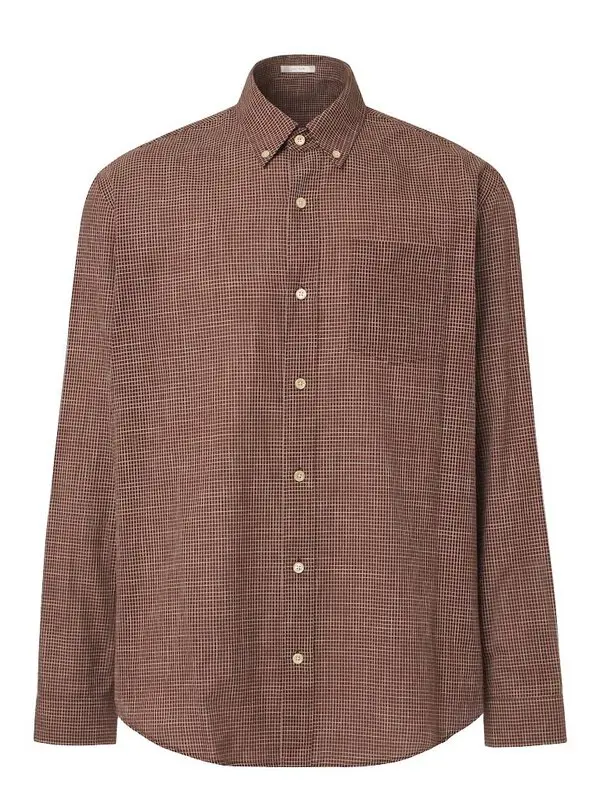 THE ROW Pompeo Checked Cotton Flannel Shirt - Brown