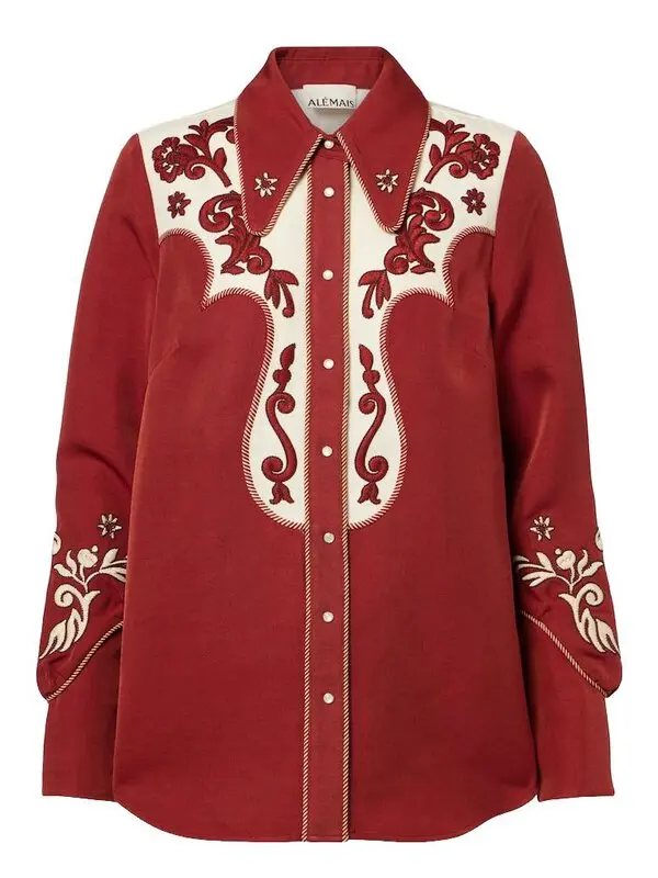 ALEMAIS Duke Embroide Wool-blend Shirt - Red