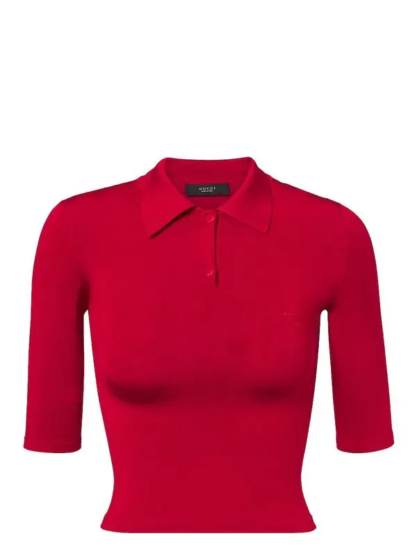 Gucci Knitted Silk-blend Polo Sweater - Red