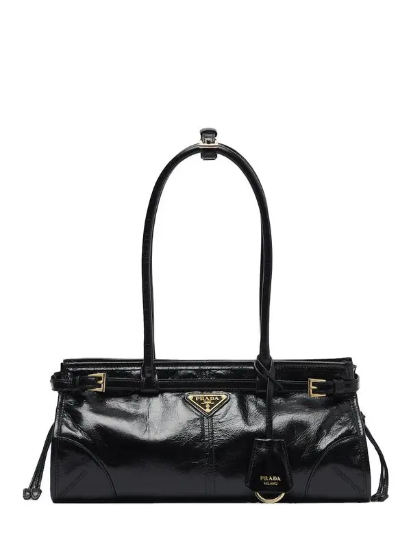 Prada Bonnie Medium Leather Shoulder Bag - Black