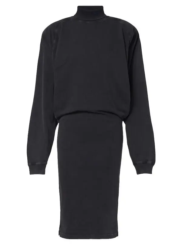 MUGLER Cotton Jersey Sweatshirt Dress - Grey