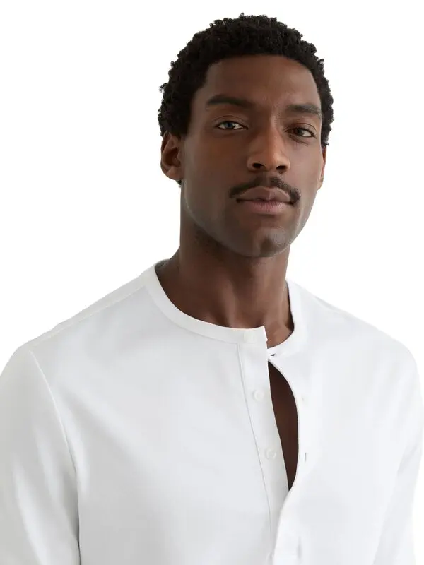 REISS Airwater-cotton Jersey Henley T-shirt - White