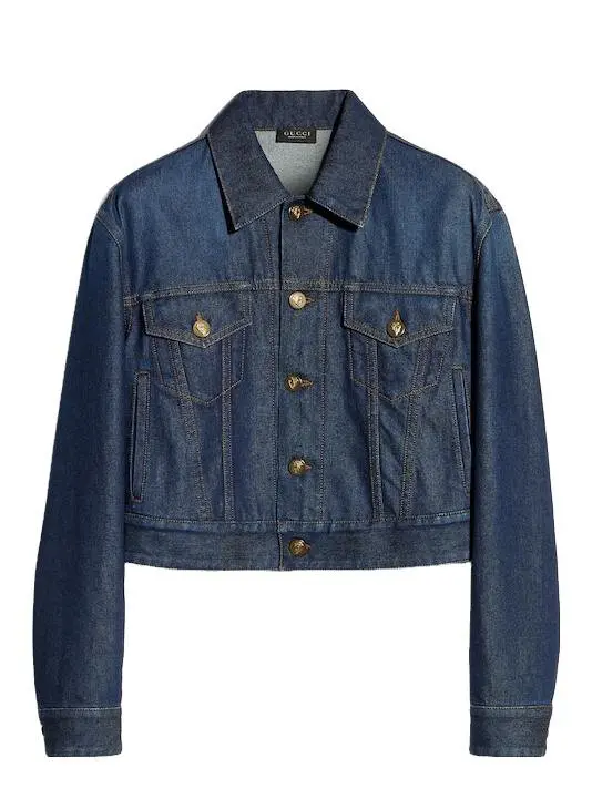 Gucci Stretch Silk Polo Shirt With Crest Embroidery - Blue