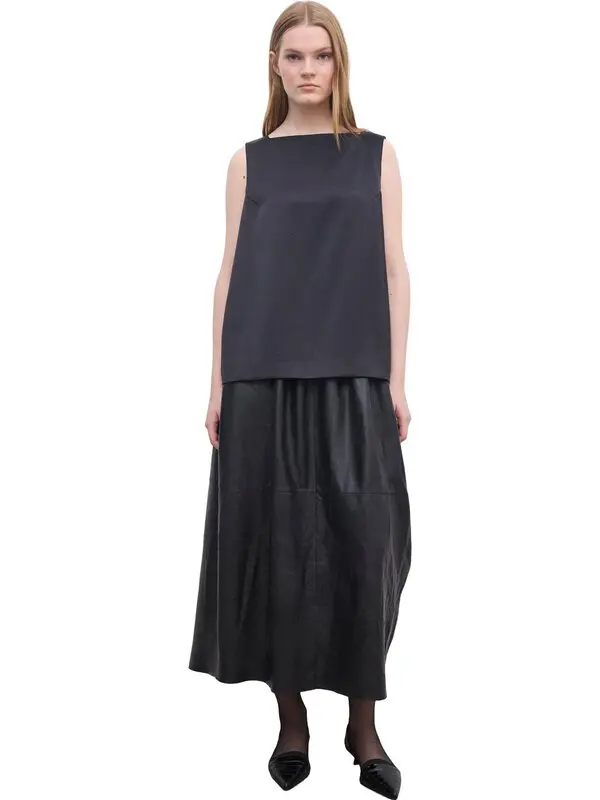 HOUSE OF DAGMAR Sleeveless Open Back Satin Top - Black