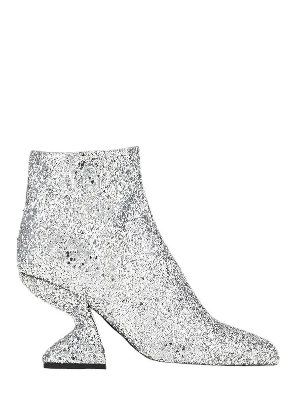 FERRAGAMO Glitter-effect Sculpted-heel Ankle Boots - Silver