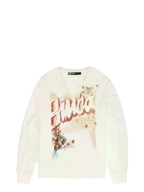 Bimba Y Lola Ivory Towelling V-neck Sweatshirt - Neutrals