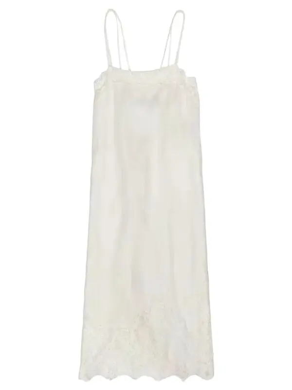 Bimba Y Lola White Washed Linen Lace Midi Dress - Neutrals