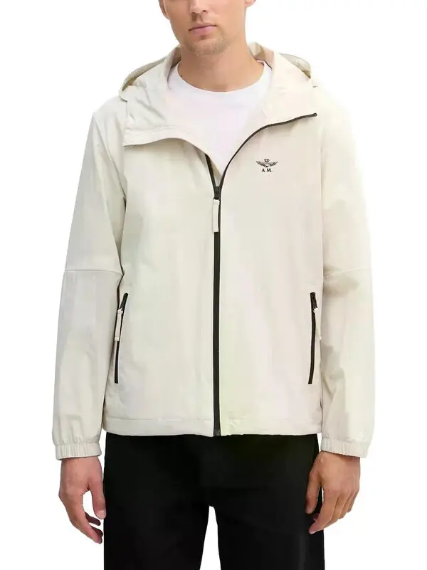 AERONAUTICA MILITARE Logo-embroidered Hooded Jacket - Neutrals