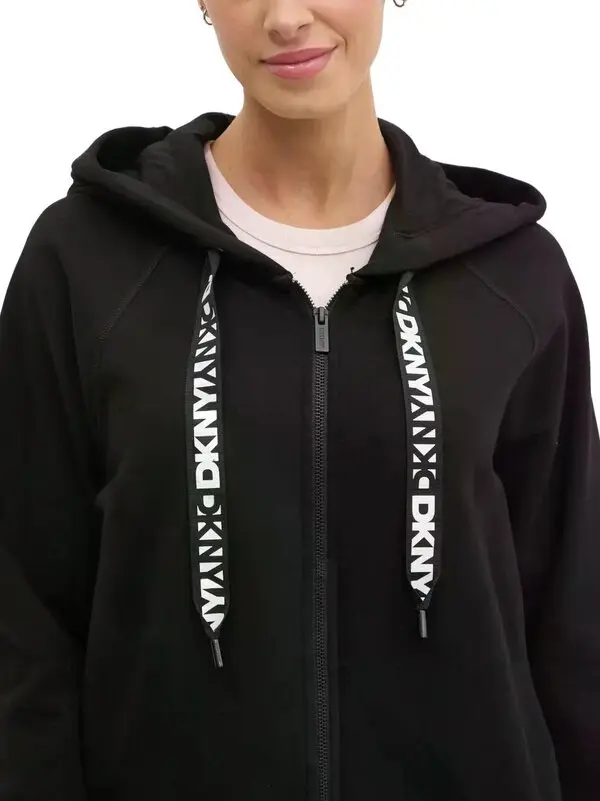 Dkny Zip-up Hoodie With Drawstring Detail - Black