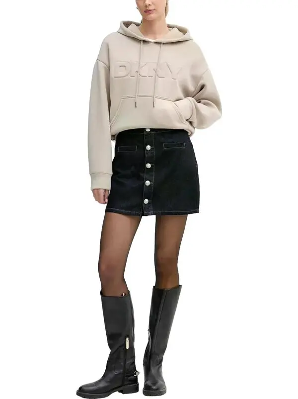 Dkny Embossed Logo Hoodie - Neutrals
