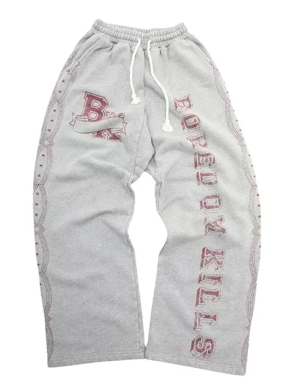 BOREDOM KILLS Collegiate Logo-print Track Pants - Grey