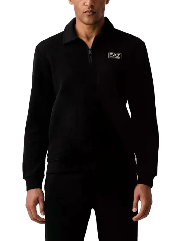 EA7 Logo-patch Quarter-zip Sweatshirt - Black