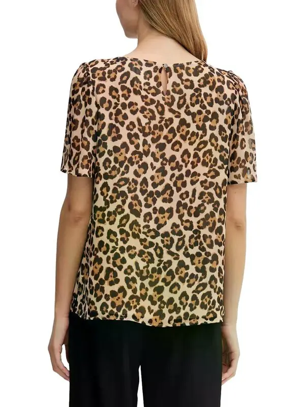 Dkny Leopard Print Short Sleeve Blouse - Neutrals