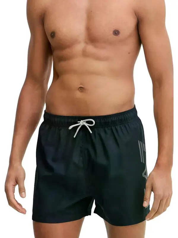EA7 Logo Print Swim Shorts - Blue