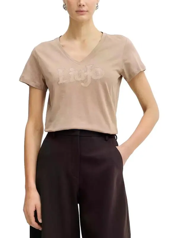 Liu Jo V-neck Logo T-shirt - Neutrals