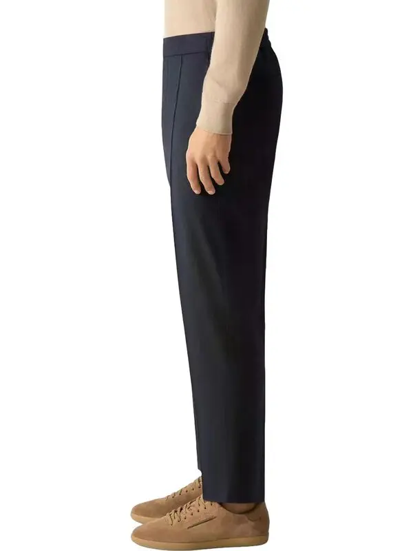 Zegna Navy Wool, Silk And Cashmere Pants - Blue
