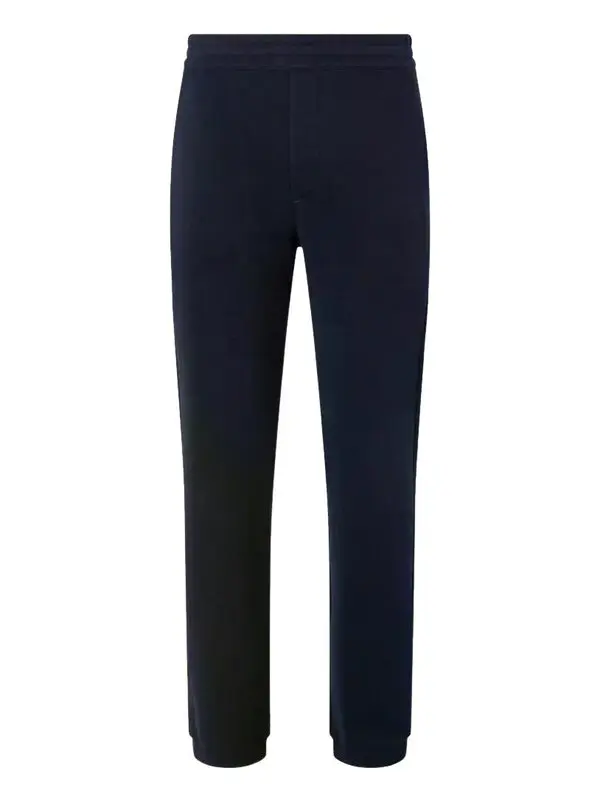 Zegna Navy Wool Cotton And Silk Joggers - Blue