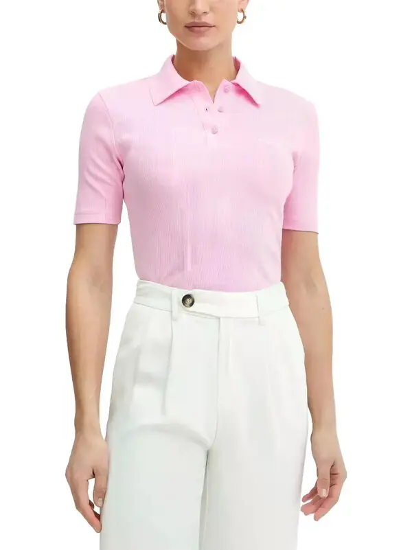 Iceberg Logo-embroidered Ribbed-knit Polo Shirt - Pink