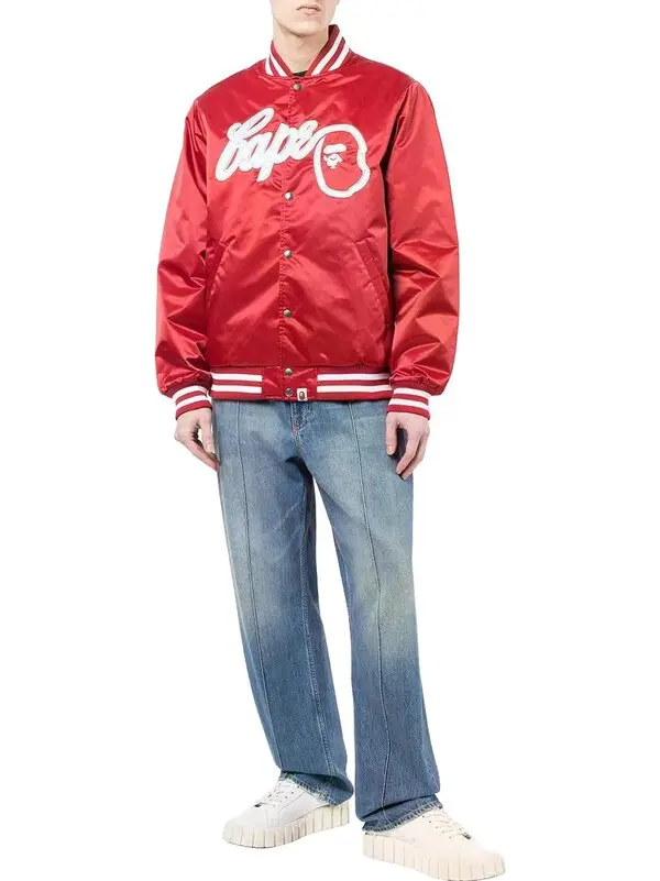 A BATHING APE Logo Patch Bomber Jacket - Red
