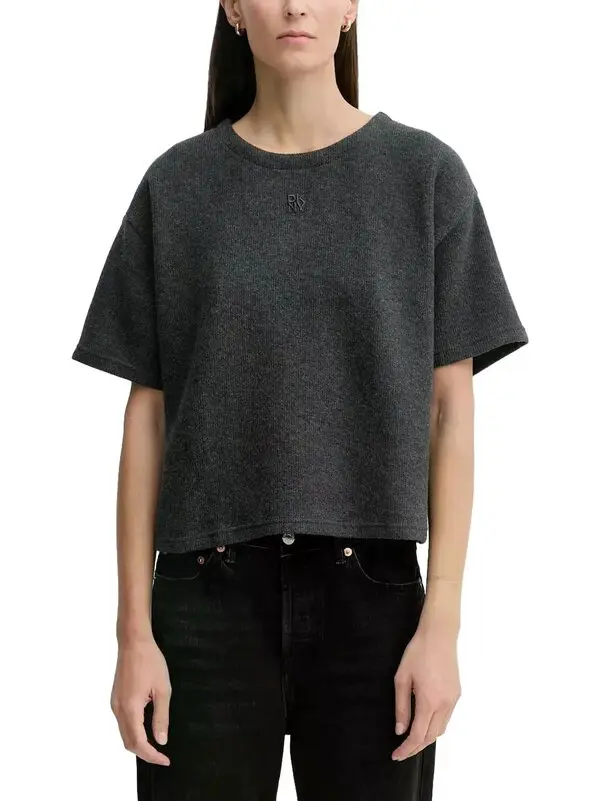 Dkny Textured Cropped T-shirt - Grey