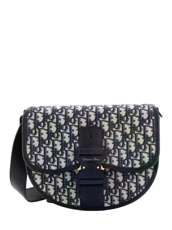 Dior Gallop Flap Messenger Bag Oblique Canvas Medium Crossbody Bag - Blue