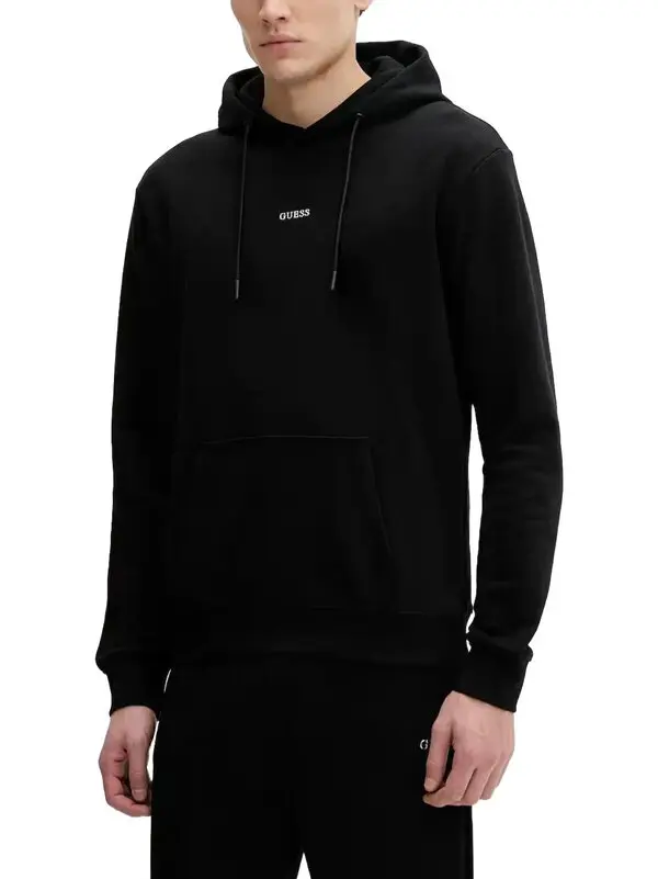 Guess Logo-print Drawstring Hoodie - Black