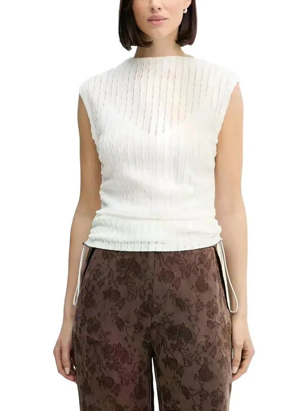 Dkny Drawstring Sleeveless Top - White