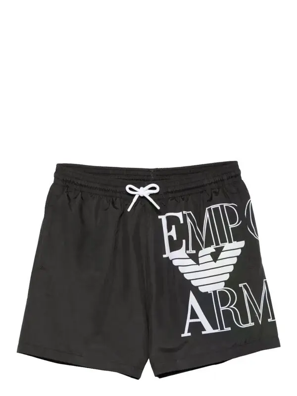 Emporio Armani Logo Print Swim Shorts - Black
