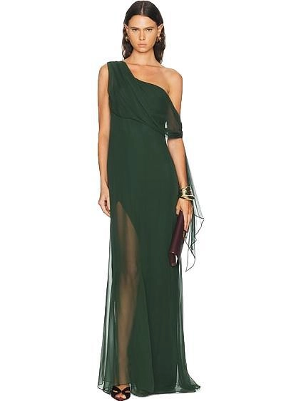 THE SEI Chiffon Tie Draped Gown - Bottle